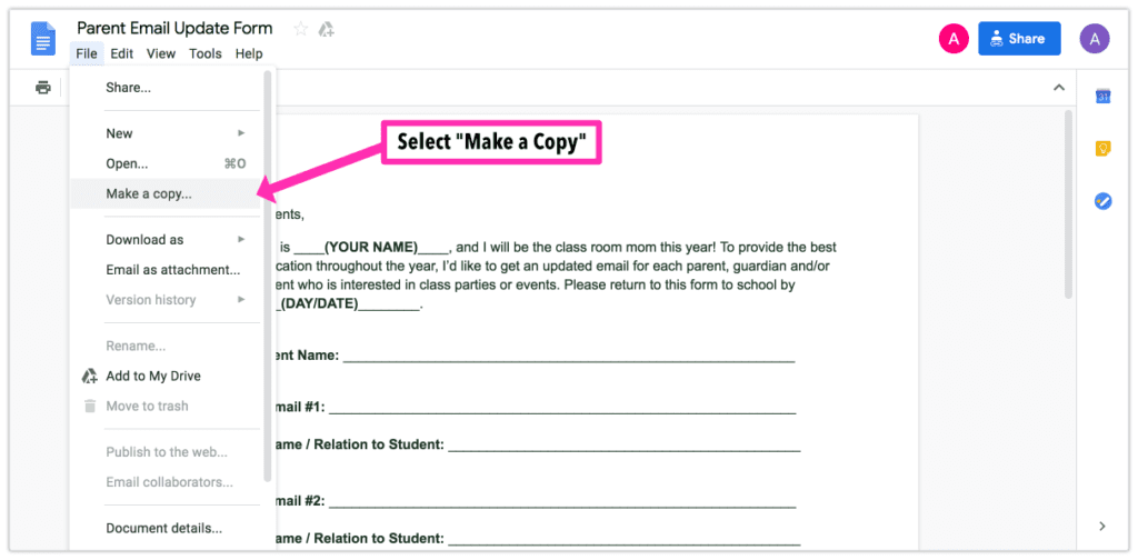 How To Use Google Docs To Edit Templates Room Mom Rescue