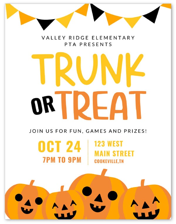 Trunk Or Treat Flyer Template Free To Edit Customize For Your Event 