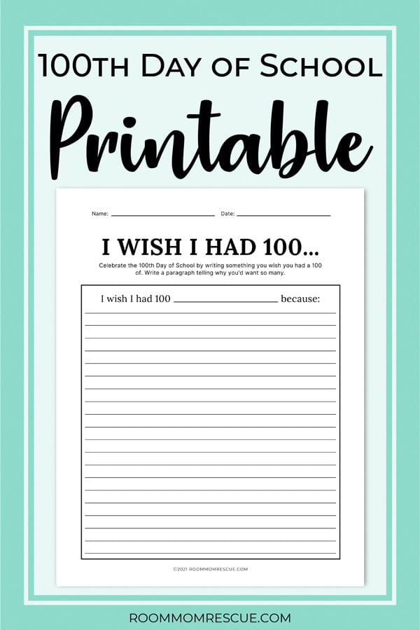 100th Day Of School Writing Prompt Worksheet Room Mom Rescue 100th Day Of School Writing Prompt Worksheet Room Mom Rescue